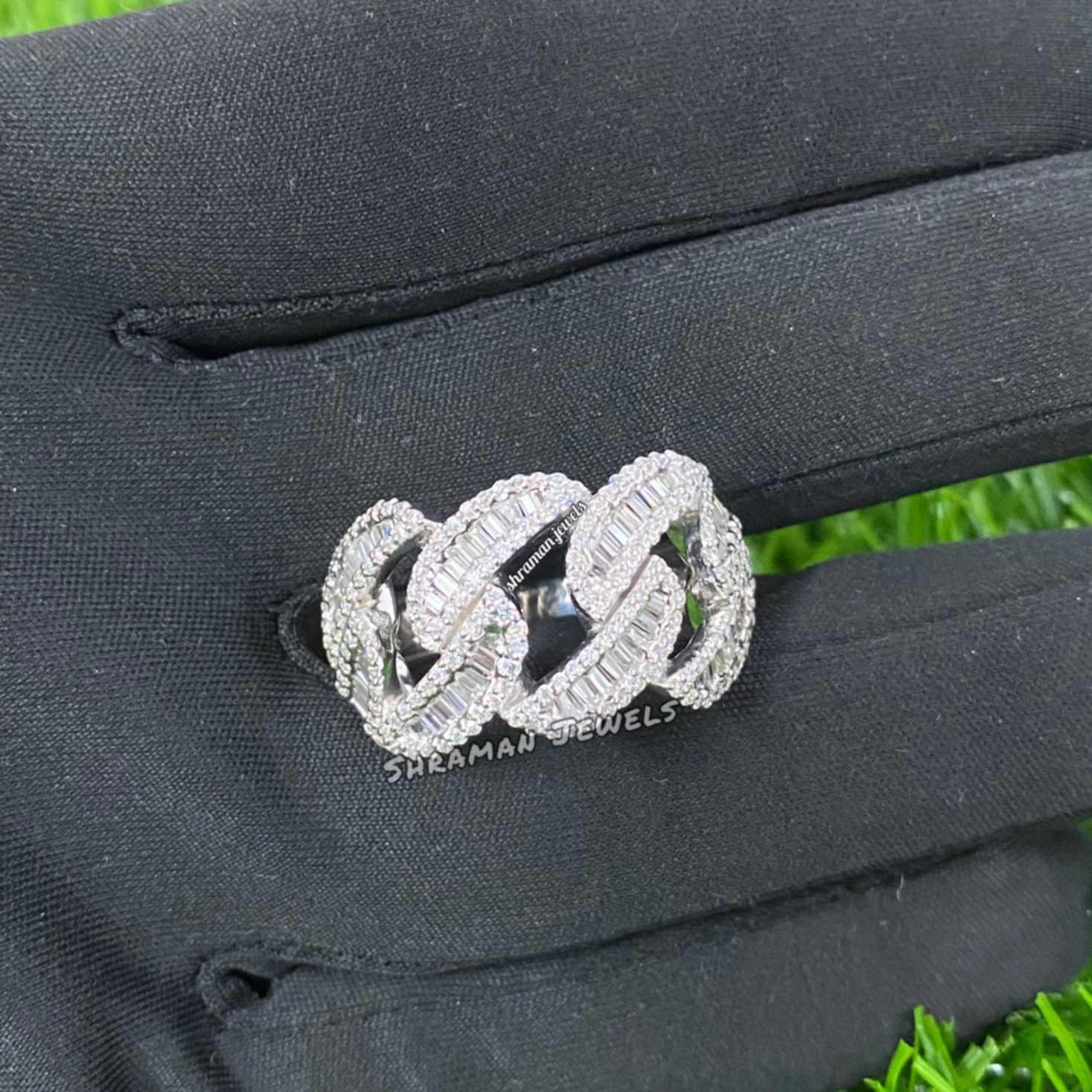 Iced Out Baguette Cuban Link Ring – Shraman Jewels