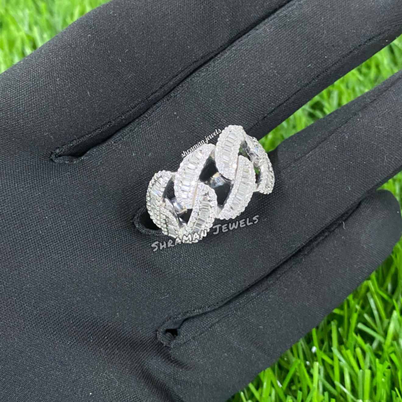 Iced Out Baguette Cuban Link Ring – Shraman Jewels